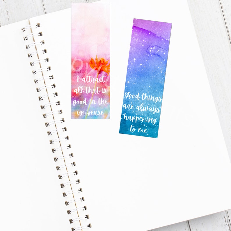 Positive Affirmation Bookmarks, Watercolor Bookmark Set of 6, DIGITAL ...