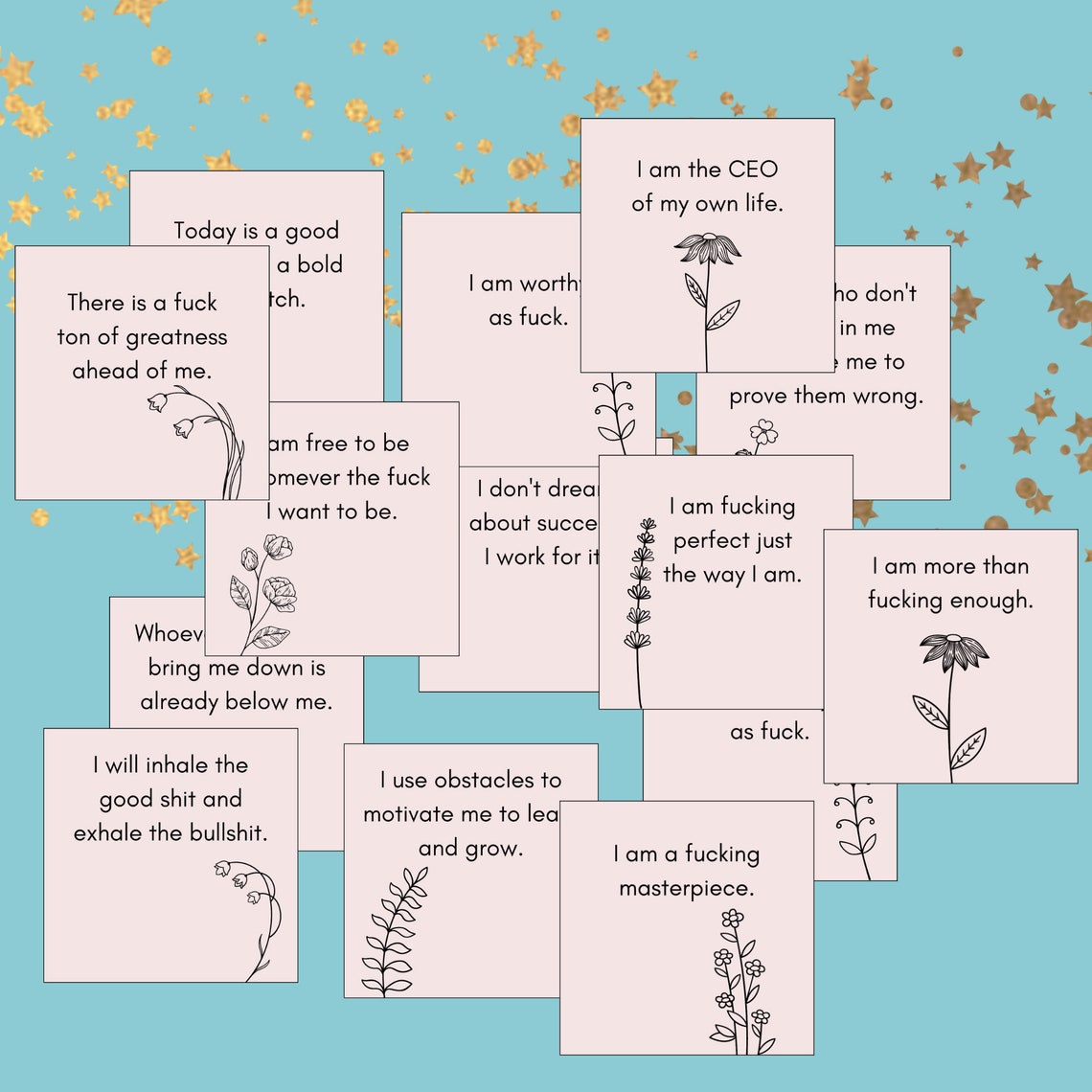 Sweary Affirmation Cards Sassy Affirmations Badass - Etsy