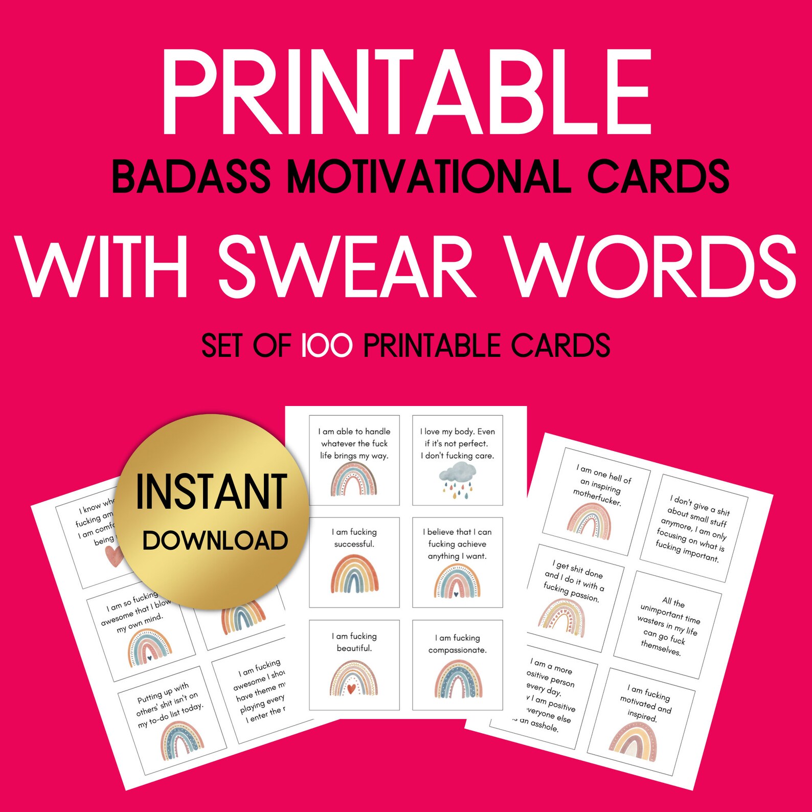 Sweary Affirmation Cards Sassy Affirmations Badass - Etsy