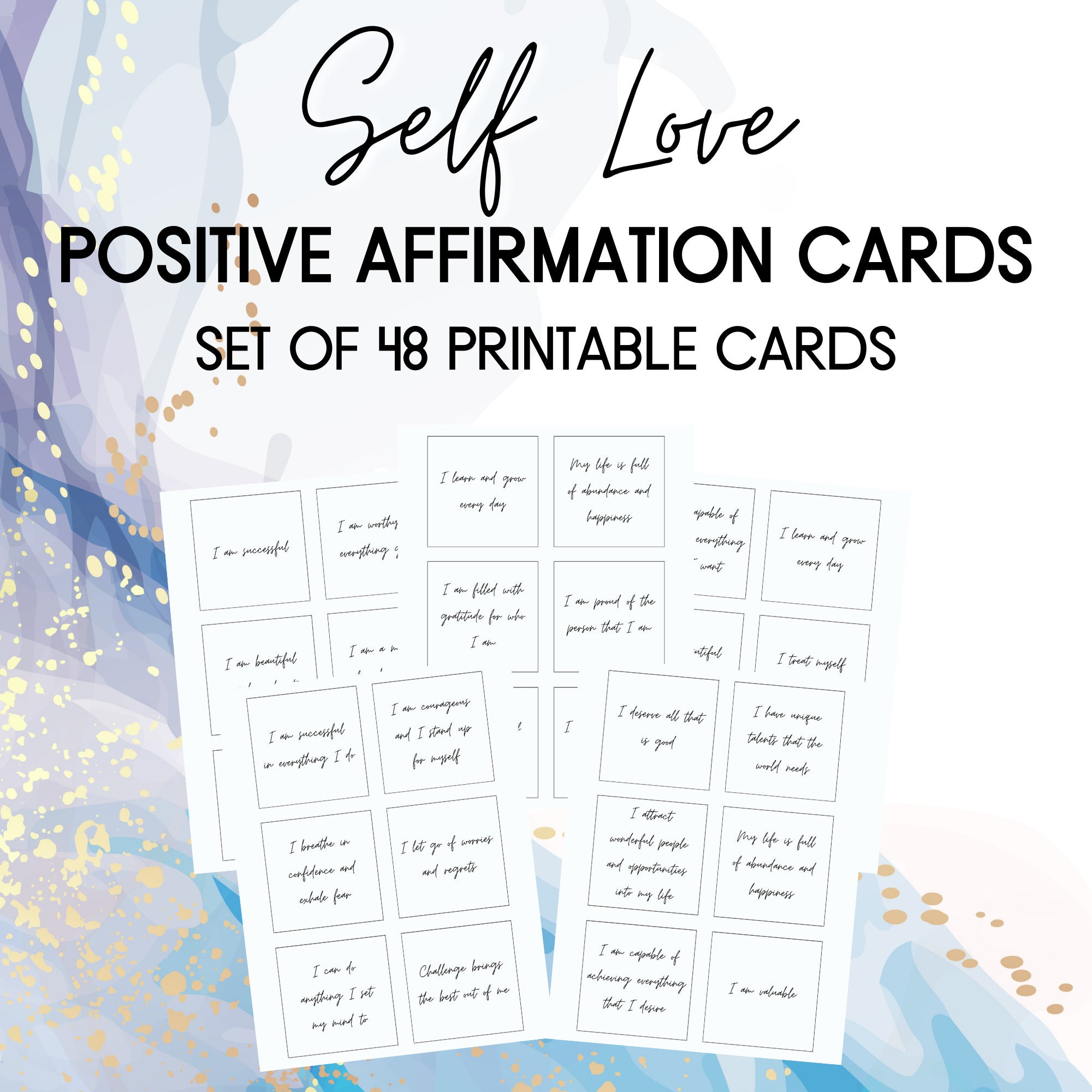 Self Love Affirmation Cards Printable Affirmation Cards Set Of 48