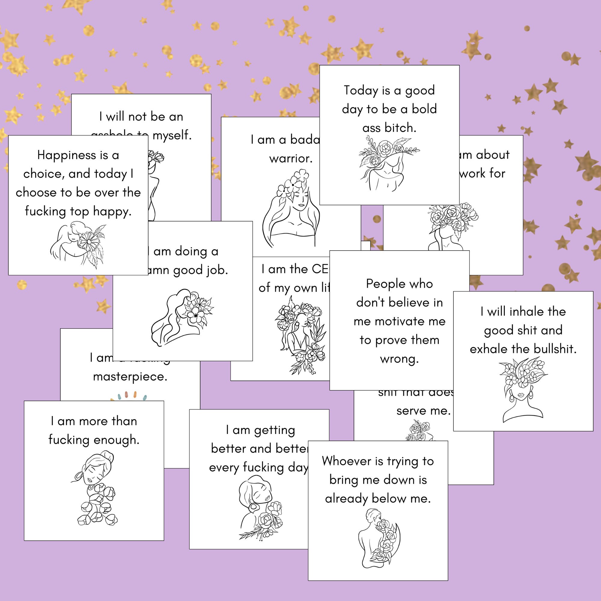 Vulgar Affirmation Cards Sassy Affirmations Badass - Etsy Australia