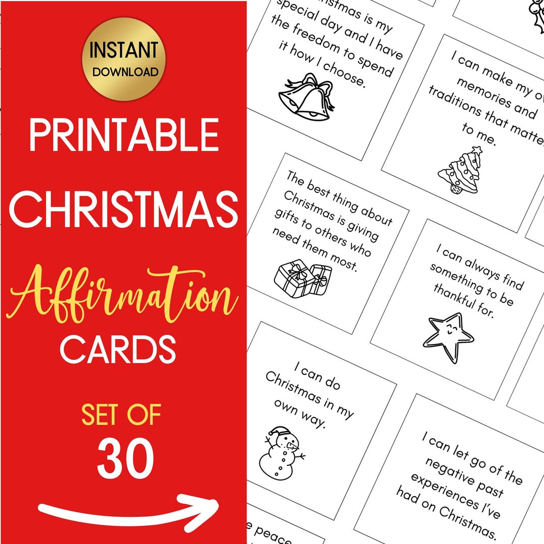 Christmas Affirmation Cards, Winter Affirmation Cards, Set of 30 ...
