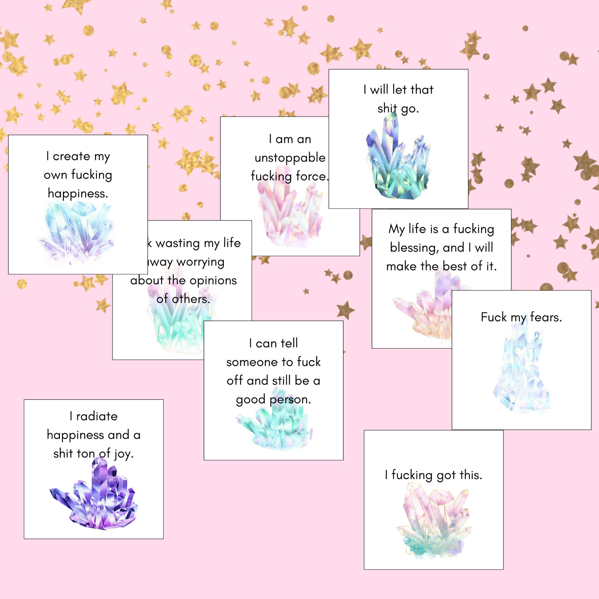 Swear Affirmation Cards Sassy Quotes Affirmations for A - Etsy Australia