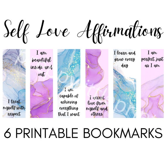 Self Love Bookmarks Printable Set of 6 DIGITAL DOWNLOAD - Etsy