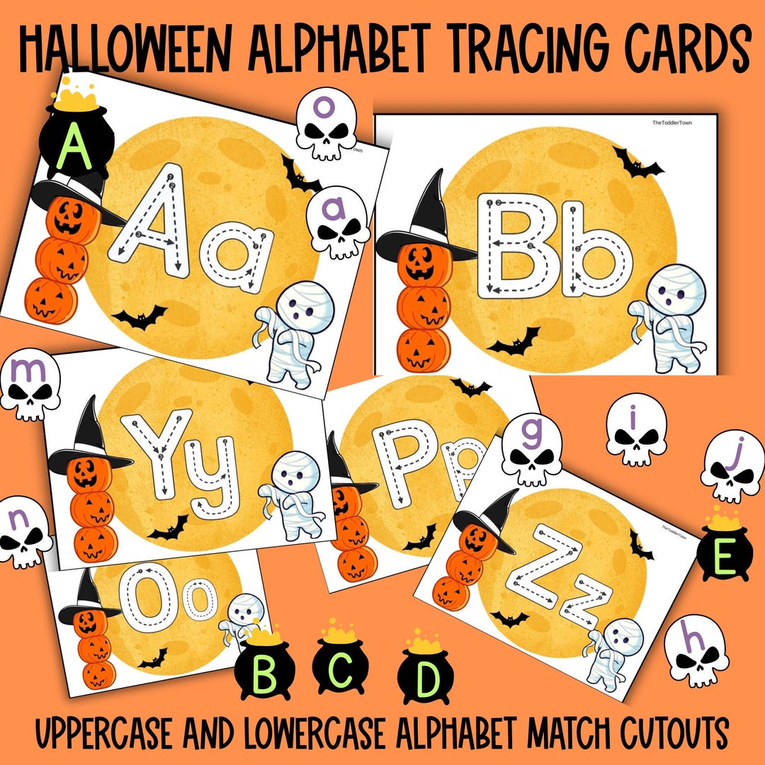 Halloween Letter Tracing Cards , Preschool Halloween Worksheets ...