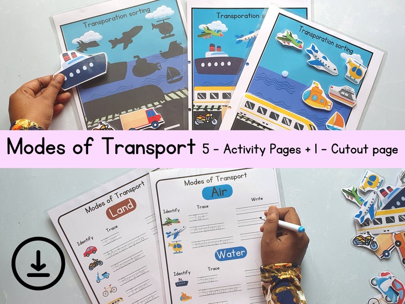 Busy Binder Activity, Transportation Sorting Activity, Homeschool ...
