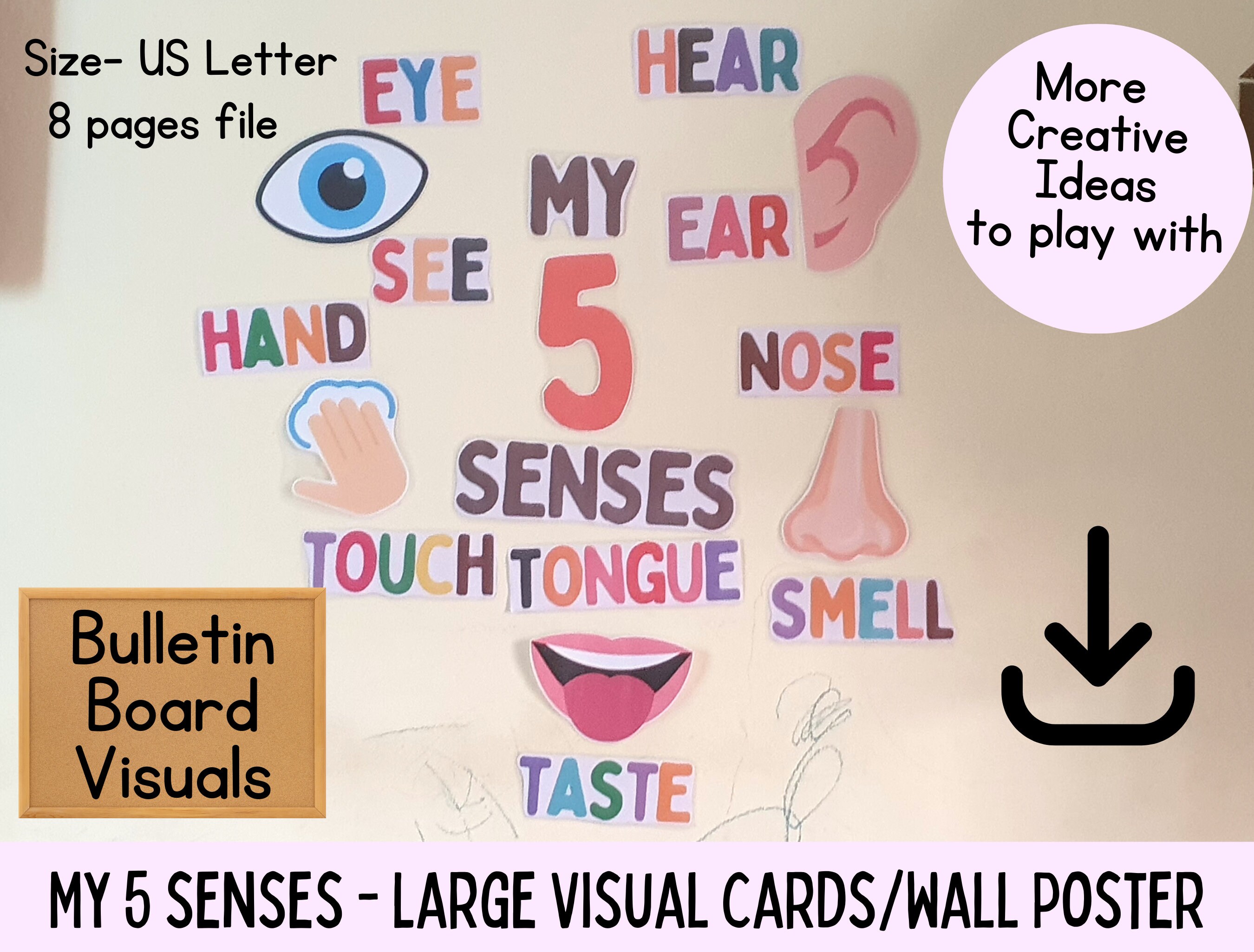 Five Senses Activity Posters, Bulletin Board Printables, My Body,large ...
