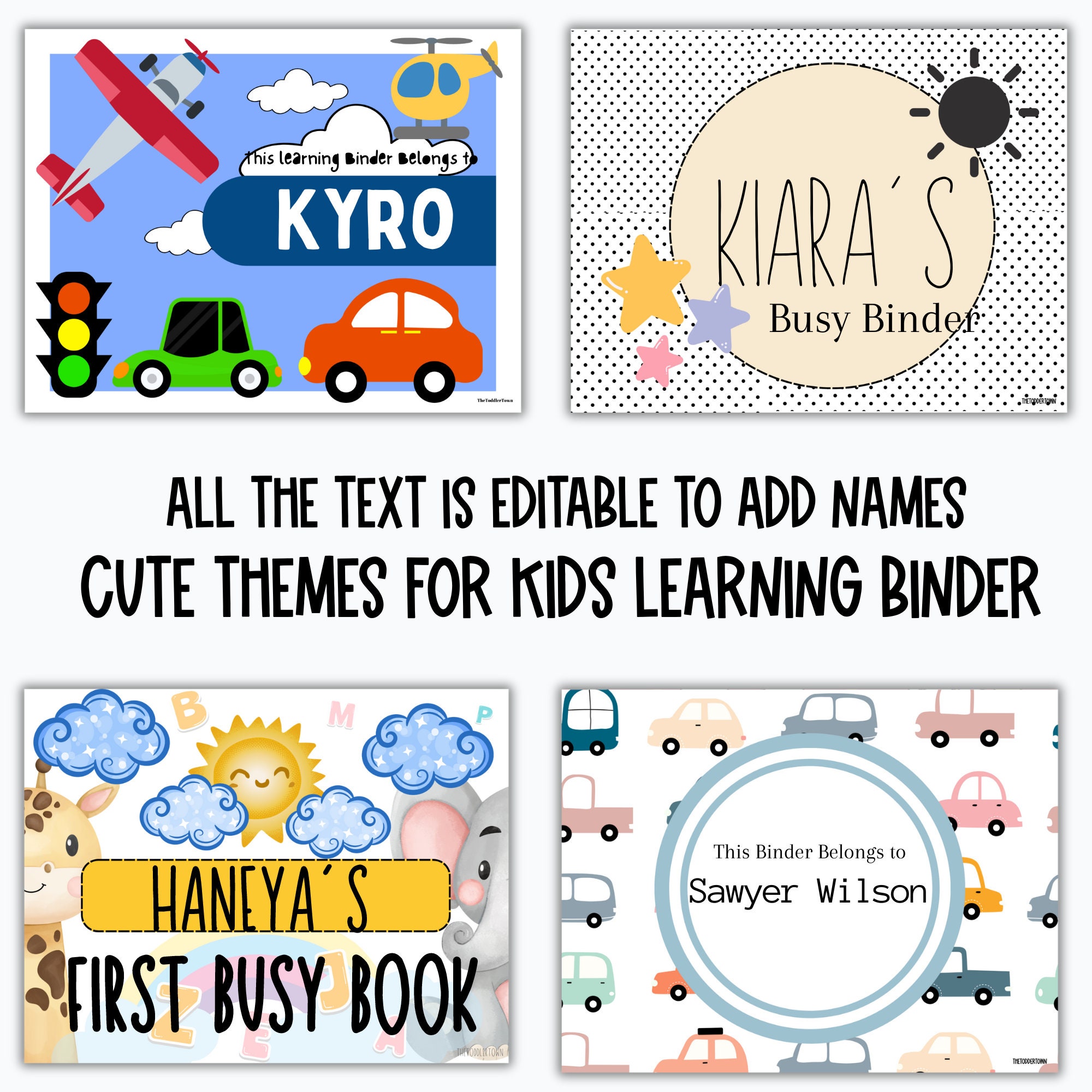 Toddler Busy Book Cover Pages Editable Template, Binder Covers Editable ...