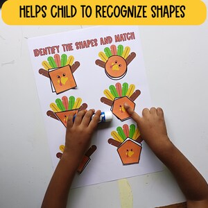 Busy Binder Activity,thanksgiving Shape Matching Printable, Preschool ...