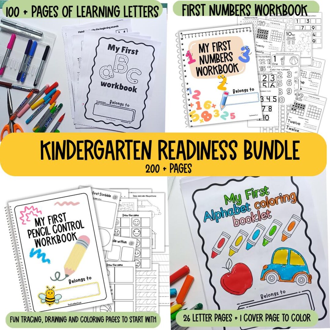 Preschool Worksheets, Kindergarten Readiness Bundle, Toddler Learning ...