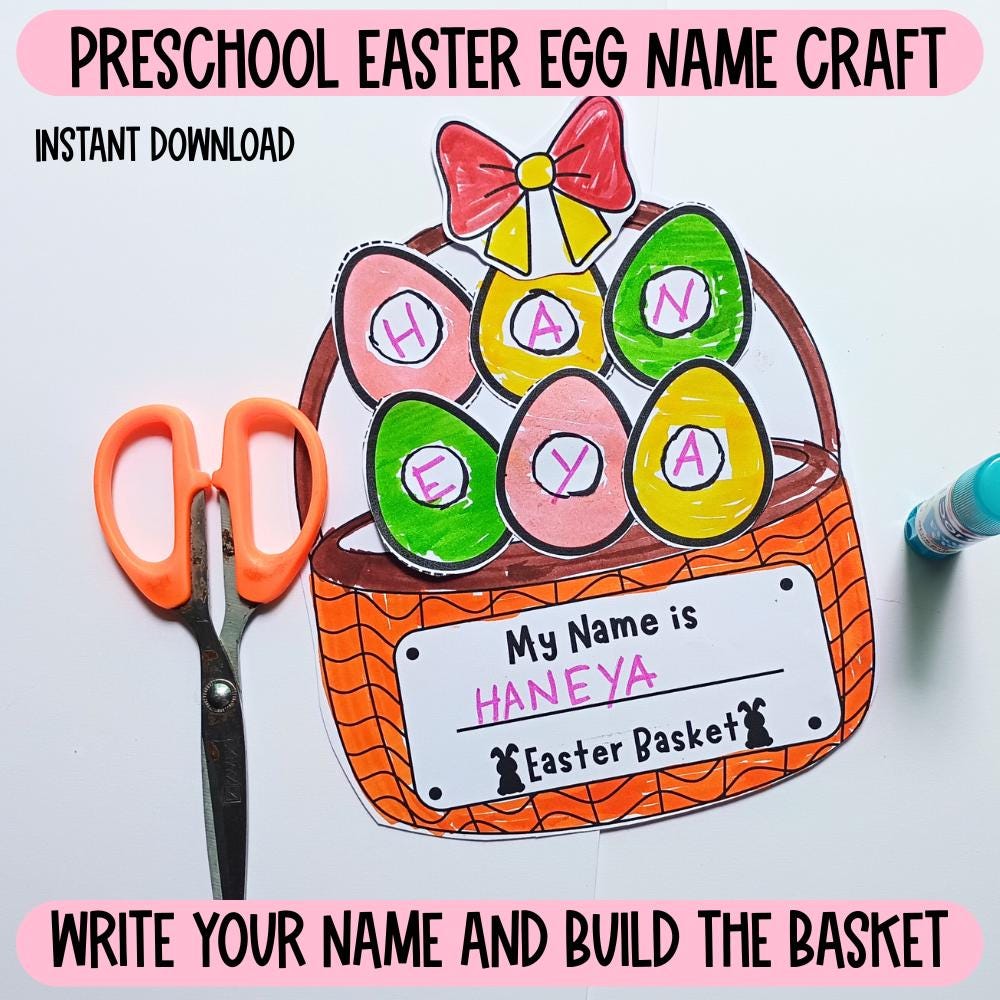 Easter Basket Name Craft, Preschool Curriculum, Build the Easter Basket ...
