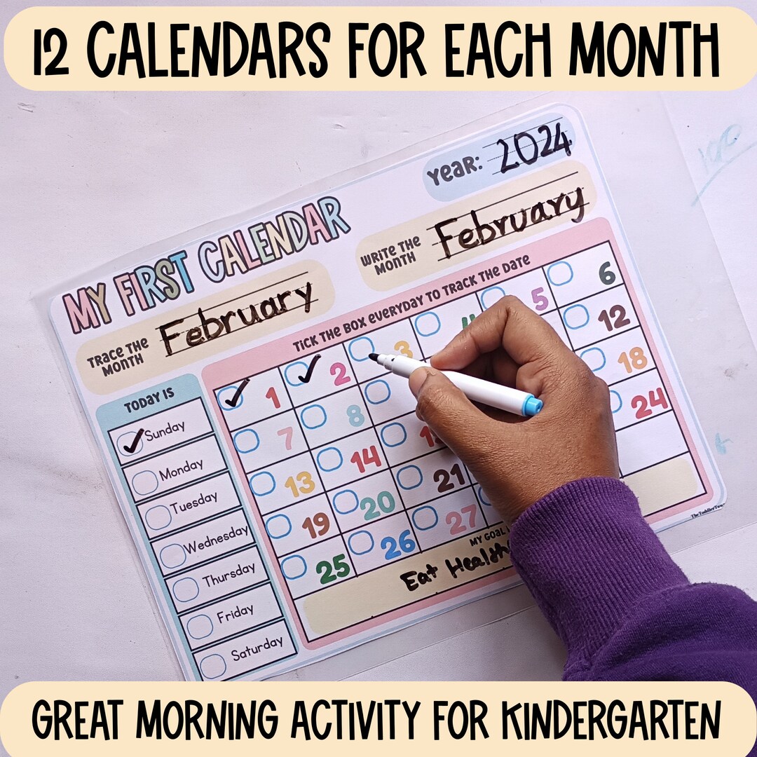 Reusable Calendar for Kids,montessori Calendar for Kids, Fillable ...
