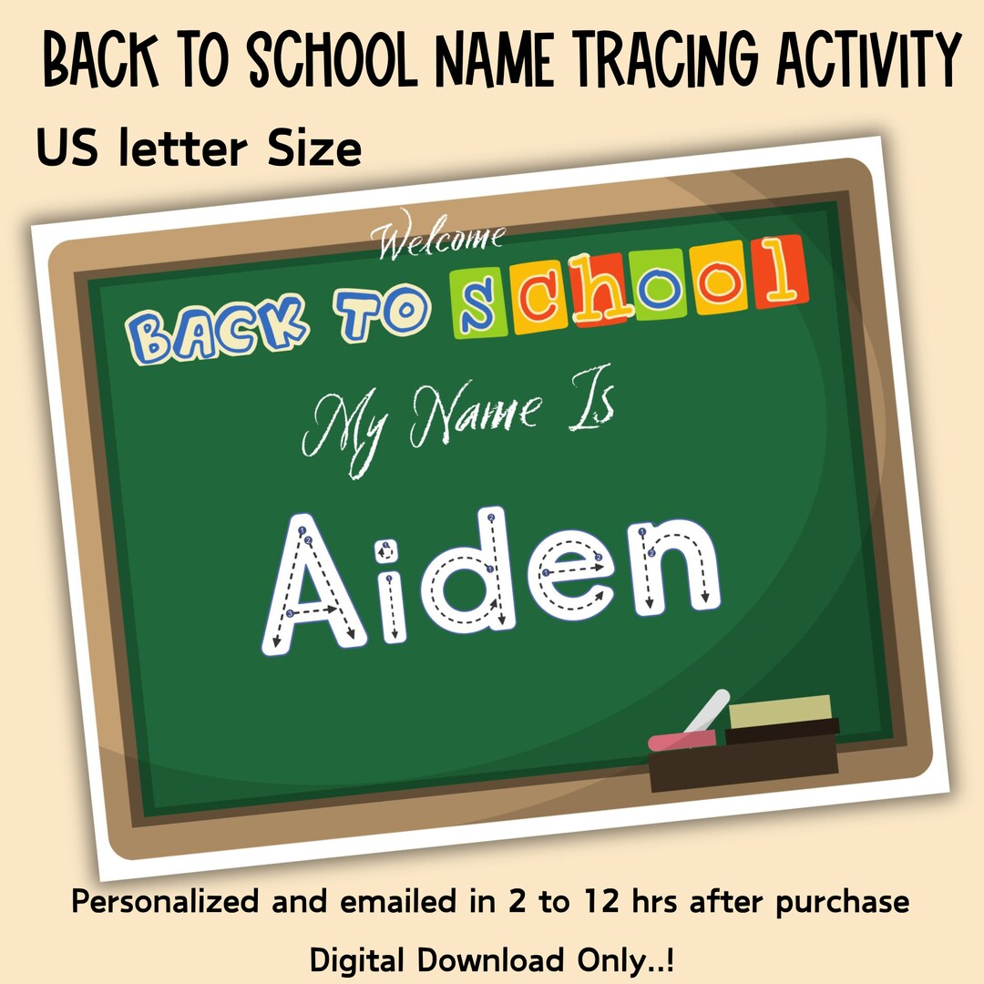 Back to School Name Tracing Activity for Preschool, Back to School ...