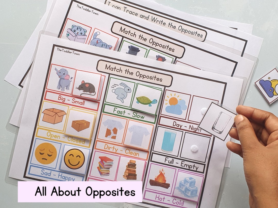 Opposites Matching Activity Printable for Toddlers and - Etsy