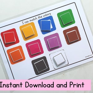 Busy Binder Activity,color Matching, Color Activity, Learning Colors ...