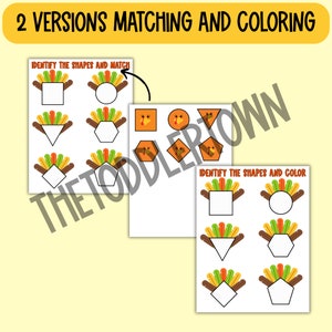 Busy Binder Activity,thanksgiving Shape Matching Printable, Preschool ...