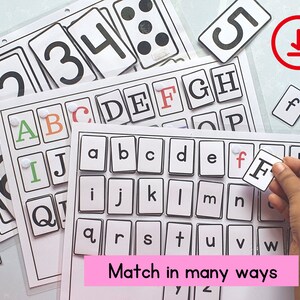 Preschool Worksheets,alphabet Match,number Match, Toddler Busy Book ...
