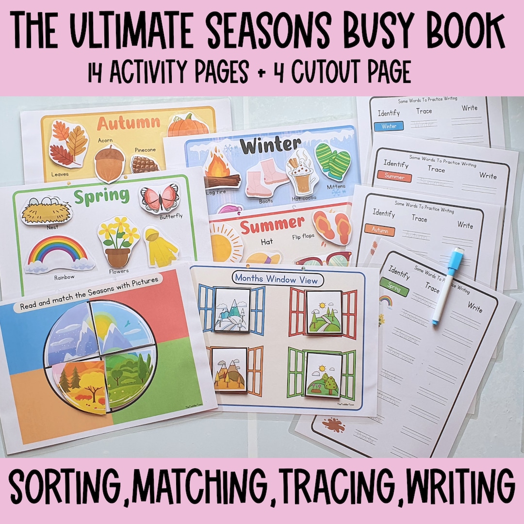 Toddler Busy Book,seasons Matching, Preschool Curriculum, Seasons ...