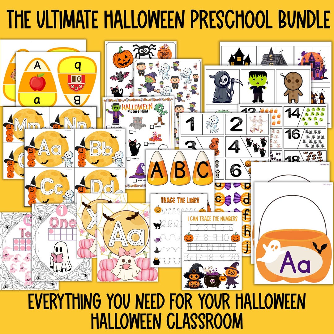 Halloween Preschool Mega Bundle, Halloween Preschool Worksheets Bundle ...