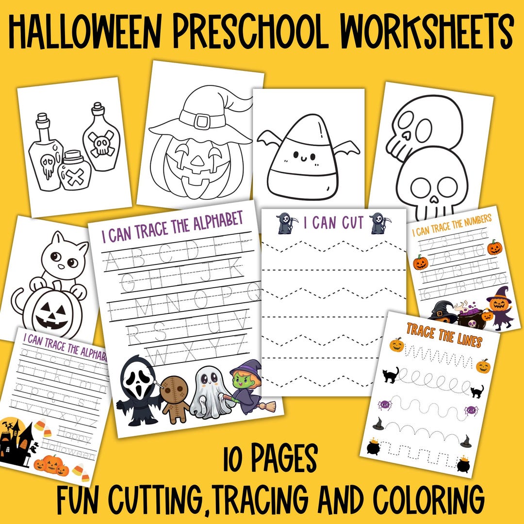 Preschool Halloween Worksheets, Halloween Preschool Curriculum, Tracing ...