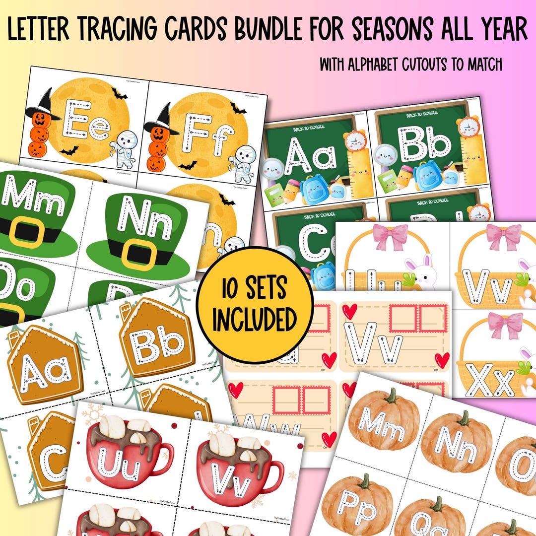 Letter Tracing Cards Bundle, Preschool Alphabet Tracing,preschool ...