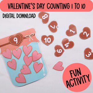 Preschool Valentine Hearts Counting Activity, Preschool Counting 1 to ...