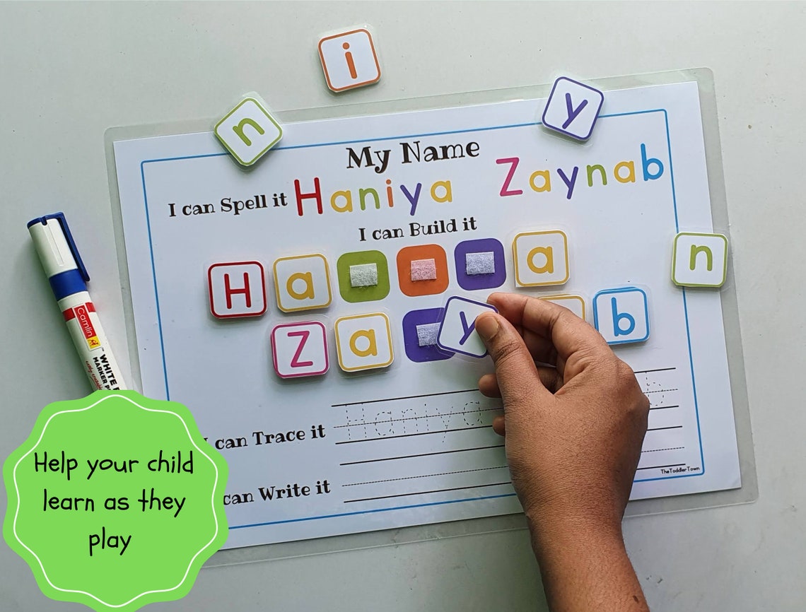 Name Tracing Building Activity for Preschool, Toddler Busy Book ...