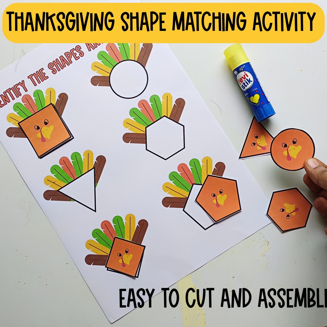 Busy Binder Activity,thanksgiving Shape Matching Printable, Preschool ...