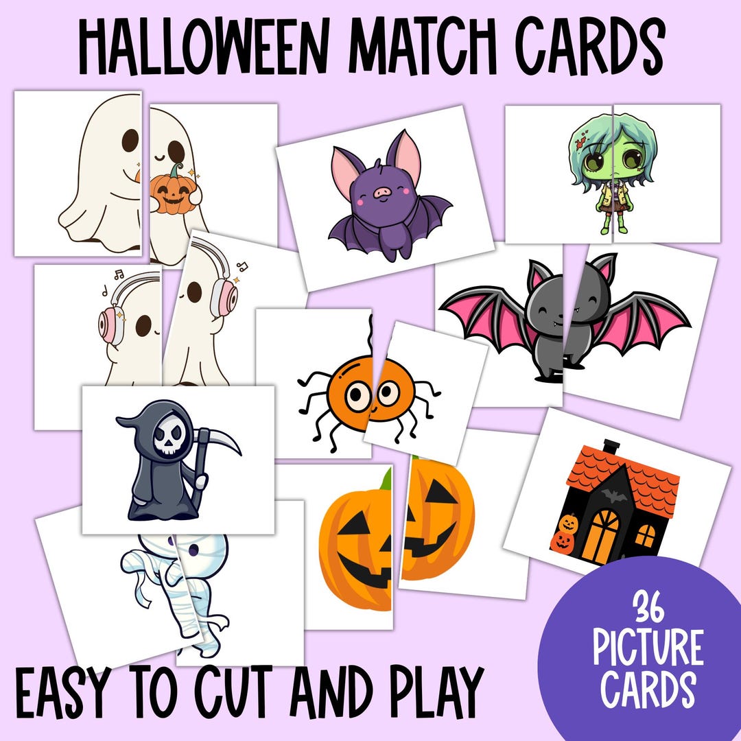 Halloween Matching Cards, Preschool Halloween Activity, Fall Activity ...