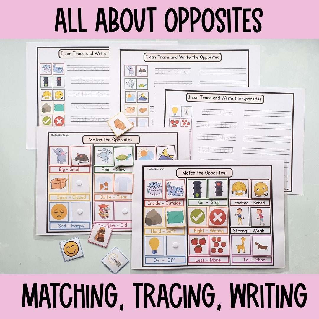 Opposites Matching Activity Printable for Toddlers and Preschoolers ...