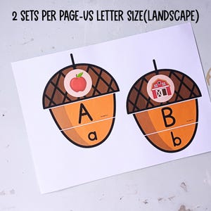 Fall Preschool Acorn Alphabet and Number Match, Beginning Sounds, Fall ...