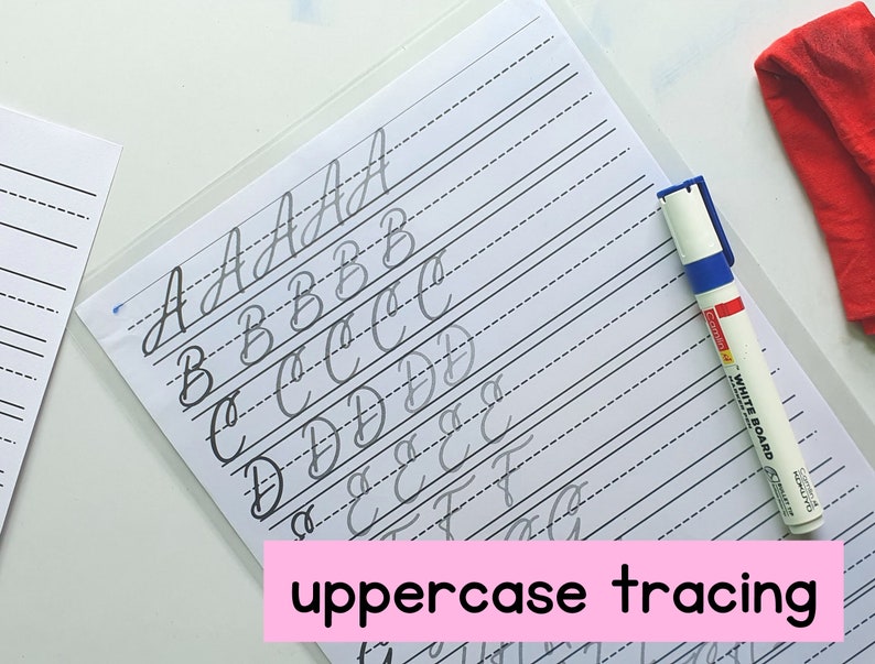 Cursive Handwriting Worksheetslower Case and Uppercase | Etsy