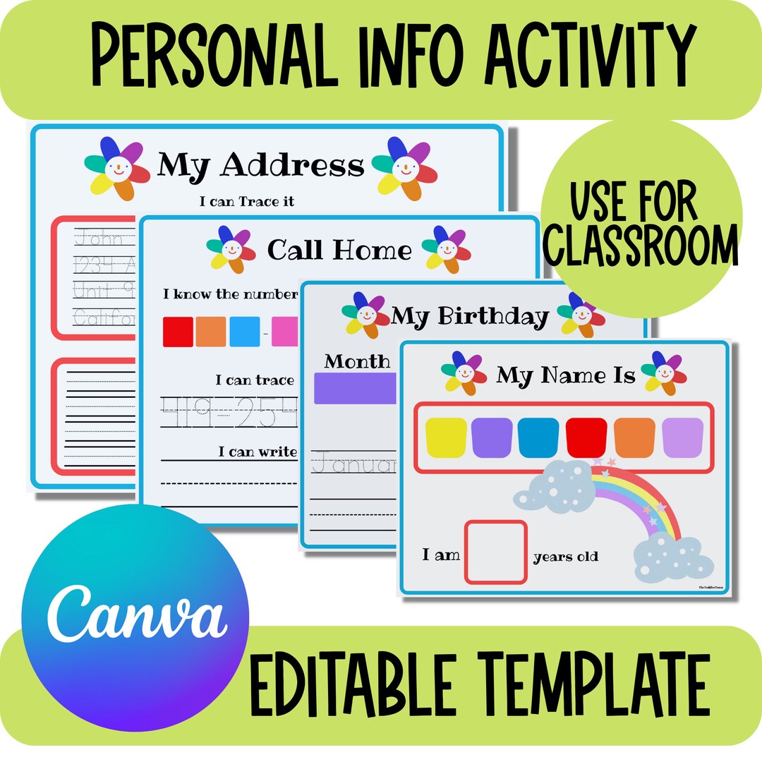 Toddler Busy Book,editable Canva Template,personal Info,preschool ...