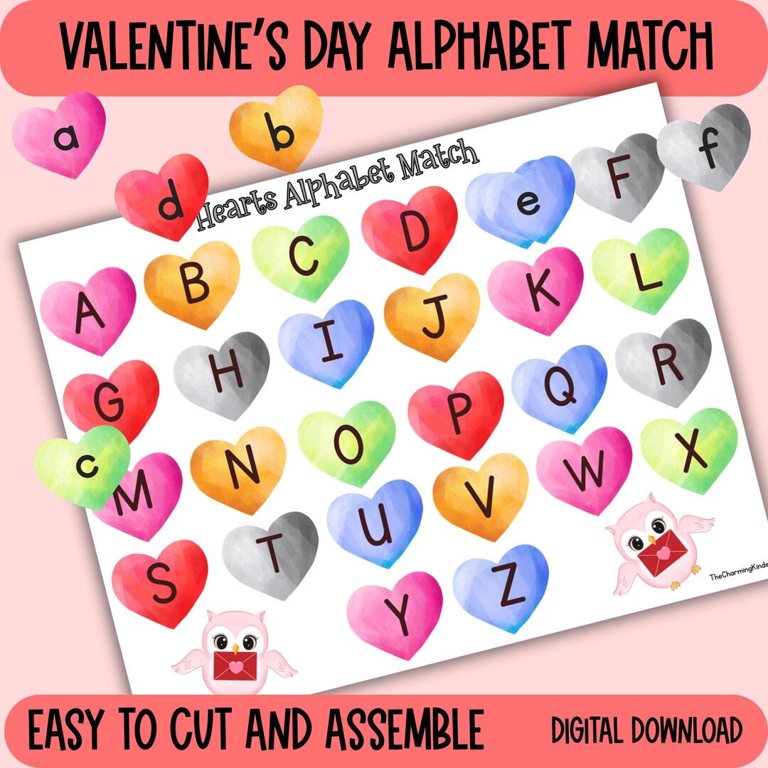 Preschool Valentine's Day Alphabet Match,valentine's Day Preschool ...