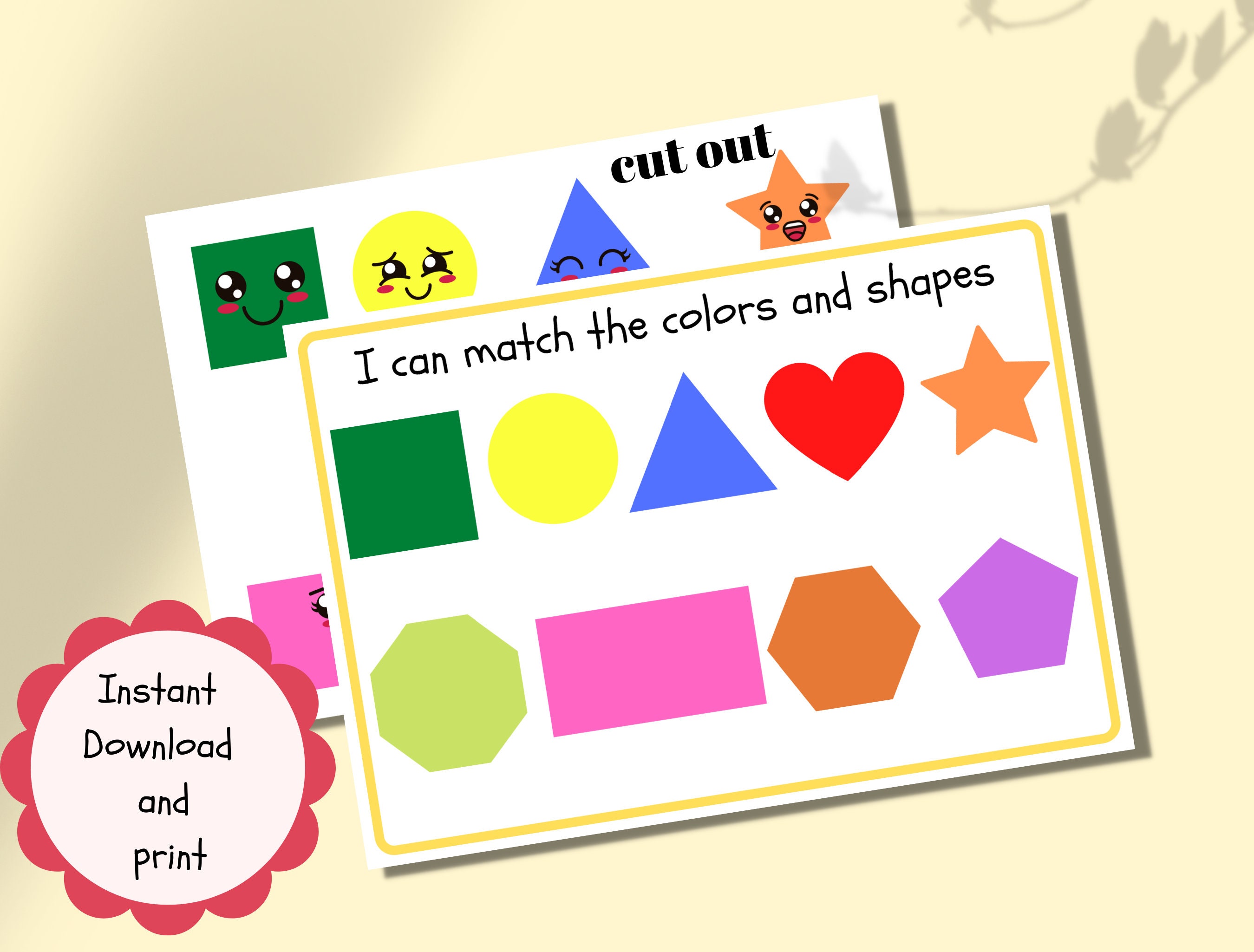Busy Binder Activity, Shape Matching Printable, Preschool Curriculum ...