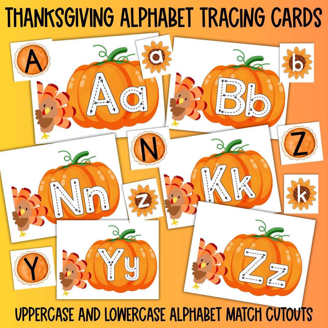 Thanksgiving Letter Tracing Cards, Preschool Curriculum, Preschool Fall ...