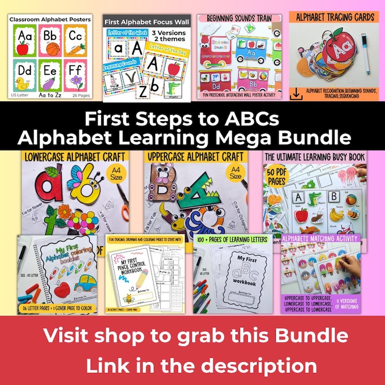 ALPHABET LETTER Crafts ABC Worksheets Printable Classroom Preschool ...