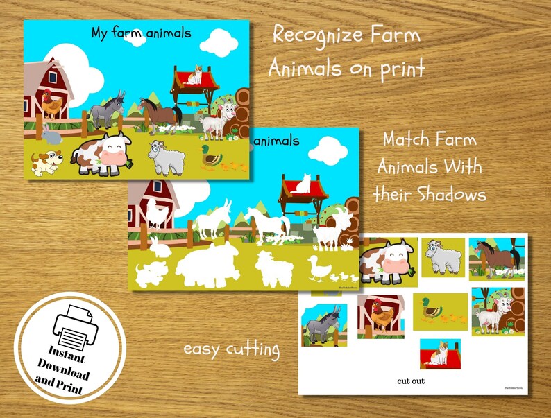 Toddler Busy Book Printable animals Matching Activities - Etsy