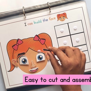 Toddler Busy Book Activity, Preschool Curriculum, Parts of the Face ...