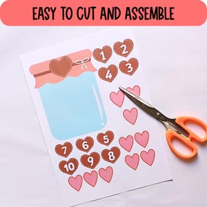 Preschool Valentine Hearts Counting Activity, Preschool Counting 1 to ...