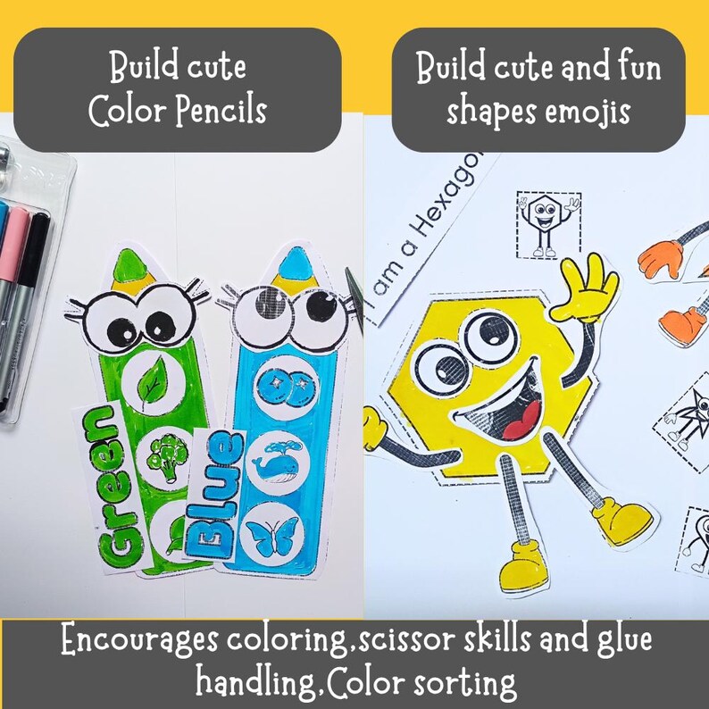 Kindergarten Crafts Bundle Pre K Cut and Paste Activities One Page ...