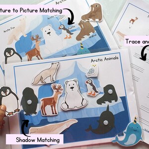 Arctic and Desert Animals Matching, Toddler Busy Book Page, Preschool ...