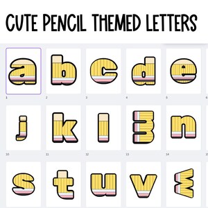 Back to School Bulletin Board Letters | Pencil Themed Alphabet | A-Z ...