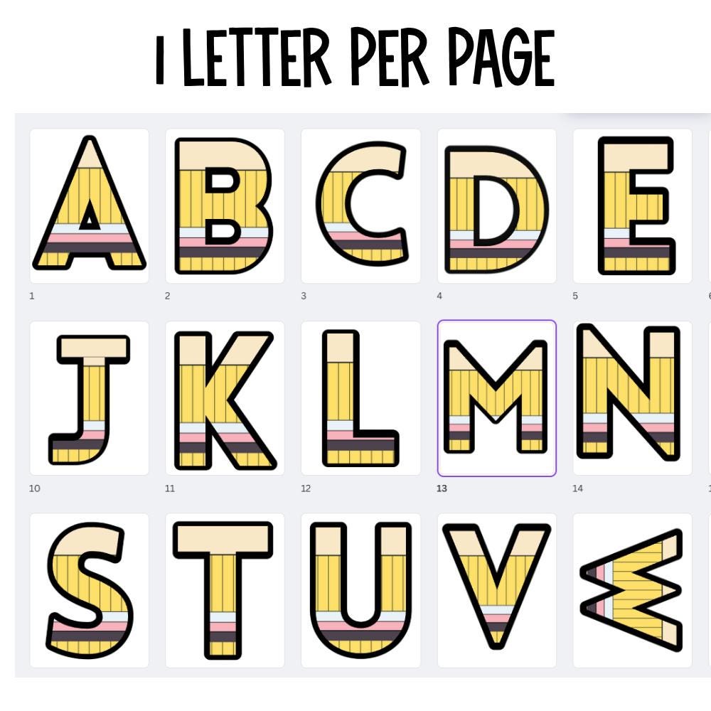 Back to School Bulletin Board Letters | Pencil Themed Alphabet | A-Z ...