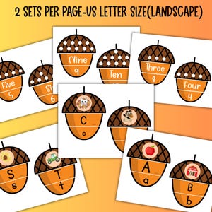 Fall Preschool Acorn Alphabet and Number Match, Beginning Sounds, Fall ...