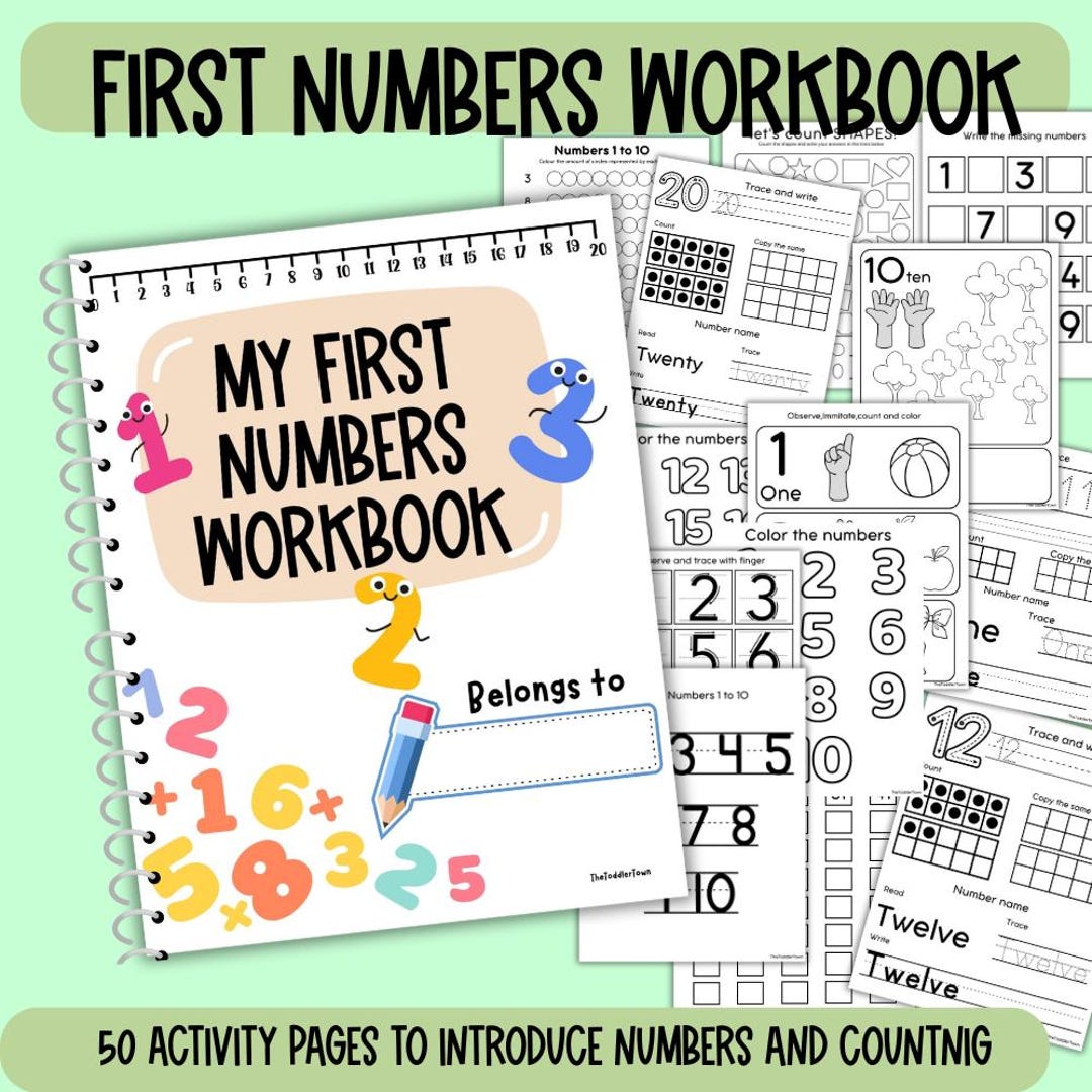 First Numbers Workbook, Preschool Curriculum, Toddler Worksheets ...