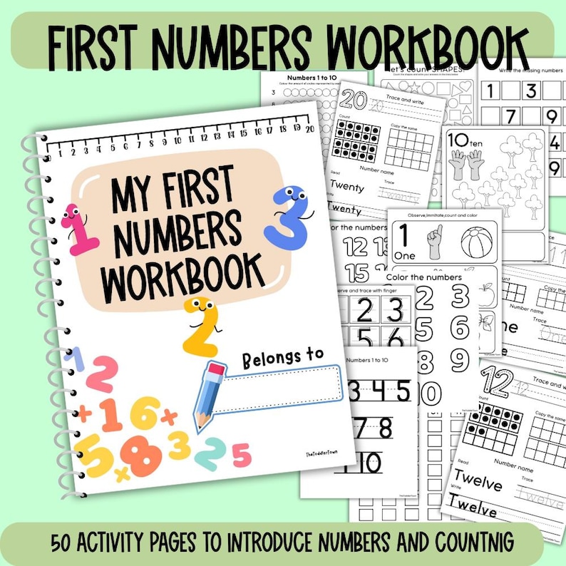 First Numbers Workbook, Preschool Curriculum, Toddler Worksheets ...