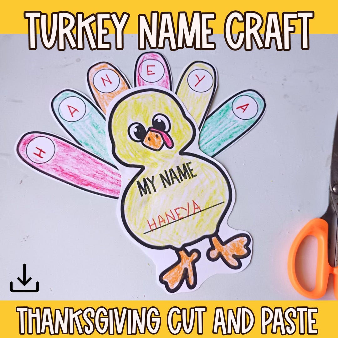 Turkey Name Craft, Thanksgiving Preschool Activity for Kids, Toddler ...