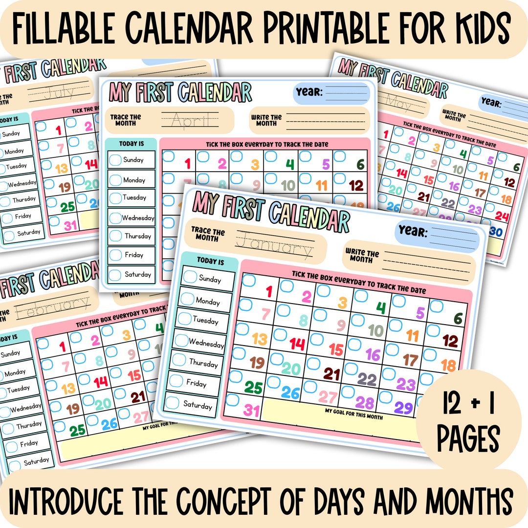 Preschool Reusable Calendar,montessori Calendar for Kids, Fillable ...
