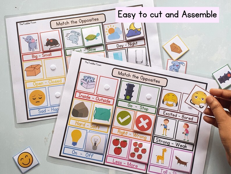 Opposites Matching Activity Printable for Toddlers and Preschoolers ...